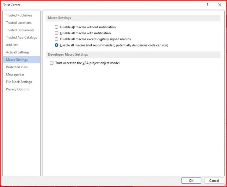 How to Enable macro in Microsoft Office? - ISM V6 Software